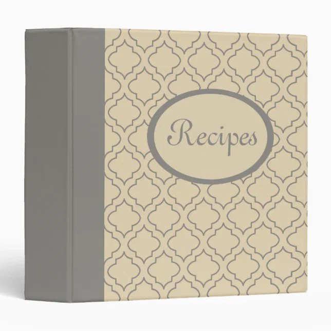 Cream and Gray Recipe Binder | Zazzle