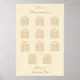 Cream Beige 11 Table Wedding Seating Chart Poster | Zazzle