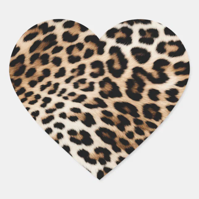 Cream Black Leopard Print Heart Sticker | Zazzle