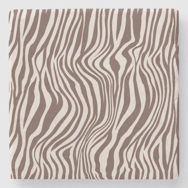 Cream Brown Zebra Print Stone Coaster | Zazzle