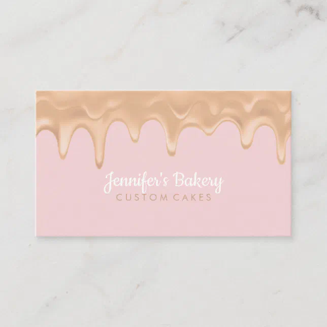 Cream Caramel Dripping Bakery Pastry Chef Cake Business Card | Zazzle