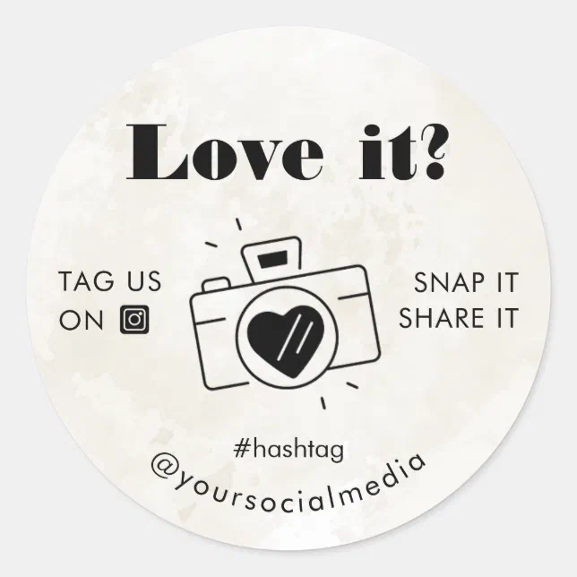 Cream Chic Marble Love Snap Tag Share Social Media | Zazzle