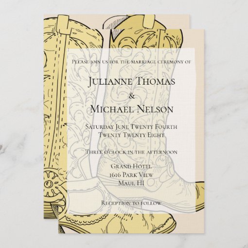 Cream Cowboy Boots Invitation | Zazzle