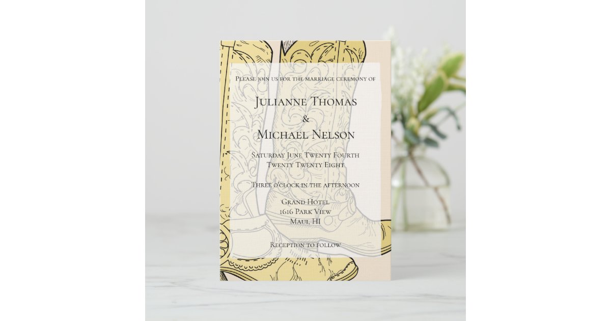 Cream Cowboy Boots Invitation | Zazzle