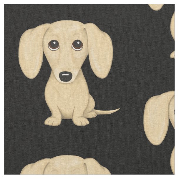 Cute Chocolate Dachshund Cartoon Wiener Dog Fabric | Zazzle