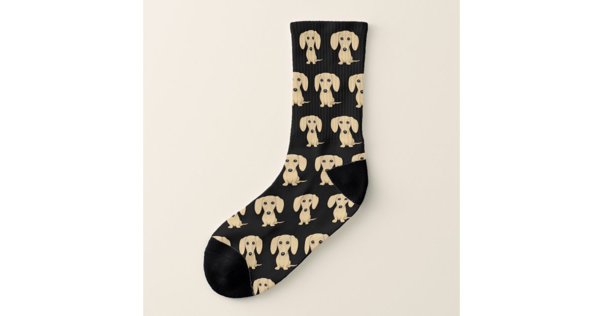 Cream Dachshund Pattern | Cute Wiener Dog Socks | Zazzle
