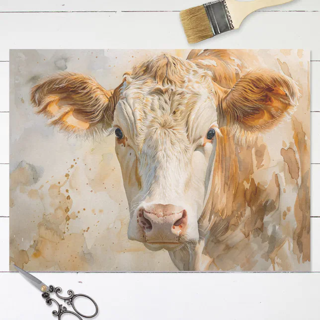 Cream Dairy Cow Decoupage Tissue Paper | Zazzle