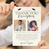 Cream Double Graduation 2 Photo Graduation Party Thank You Card | Zazzle