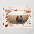 Cream Floral Frame Photo Save The Date Rose Foil Invitation | Zazzle