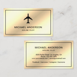 Cream Foil Jet Aircraft Airplane Airline Pilot Business Card | Zazzle