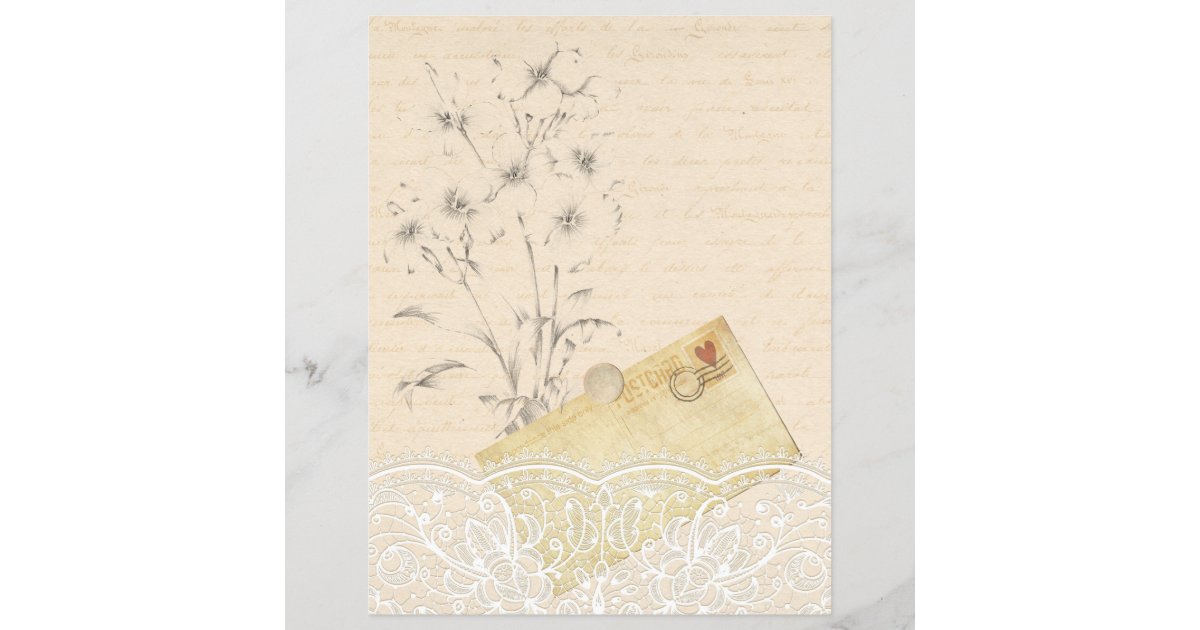 Cream & Lace Floral Scrapbook Paper | Zazzle