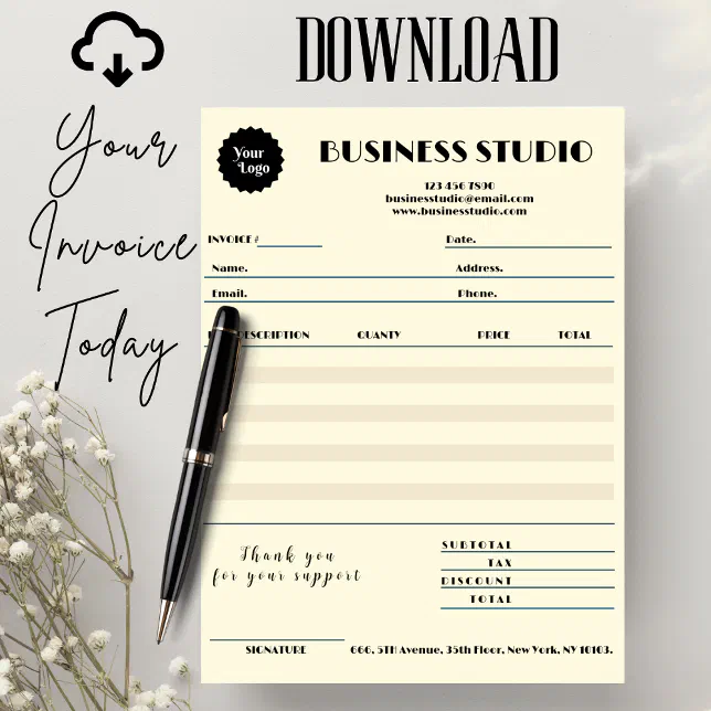 Cream Marble Invoice Sales Receipt Small Business Card | Zazzle