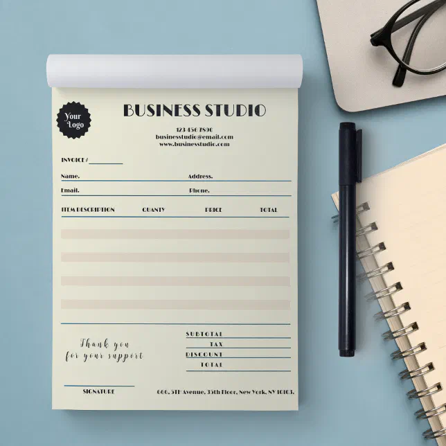 Cream Marble Invoice Sales Receipt Small Business Notepad | Zazzle