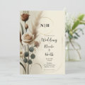 Cream & Mocha Neutral Geometric Floral Wedding Invitation | Zazzle
