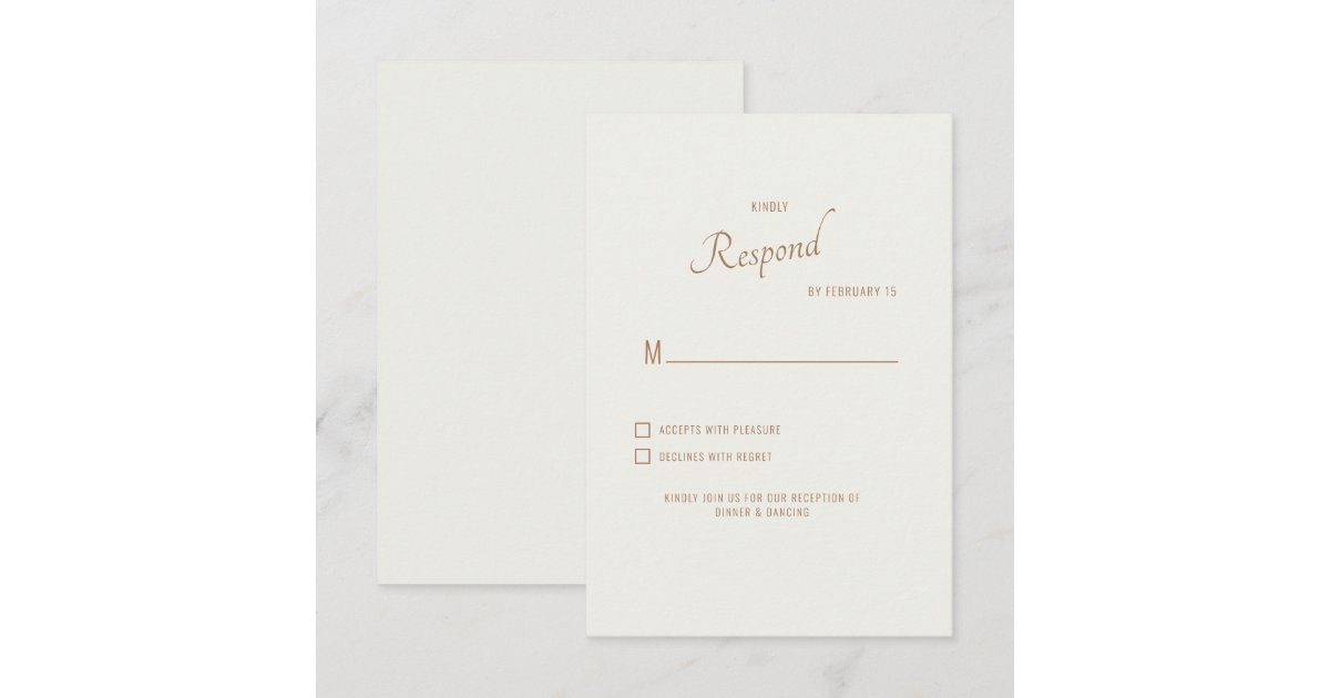 Cream Modern Font Wedding RSVP Card | Zazzle
