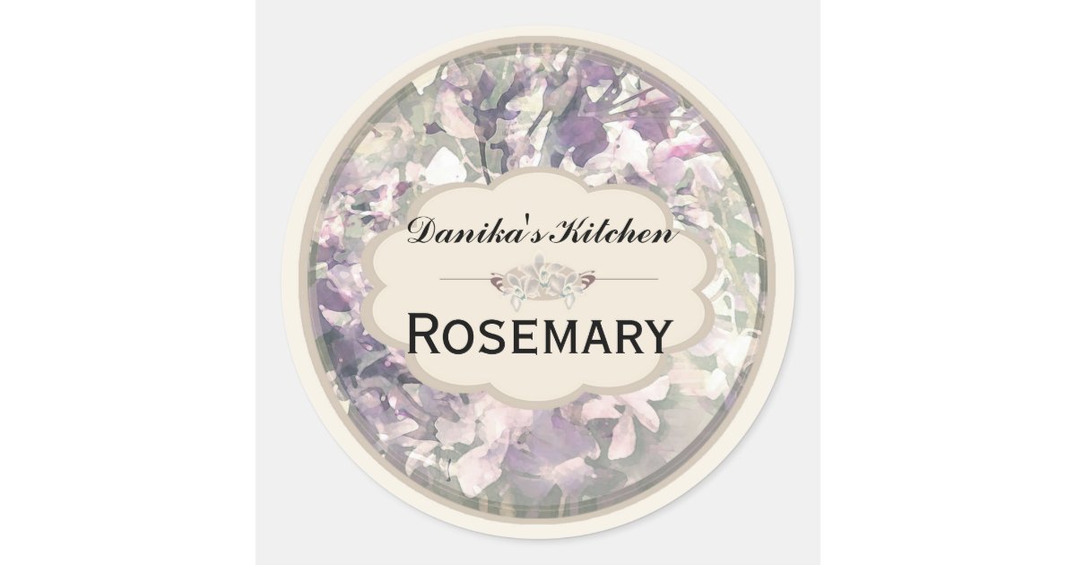 cream orchids spice jar labels 1b | Zazzle