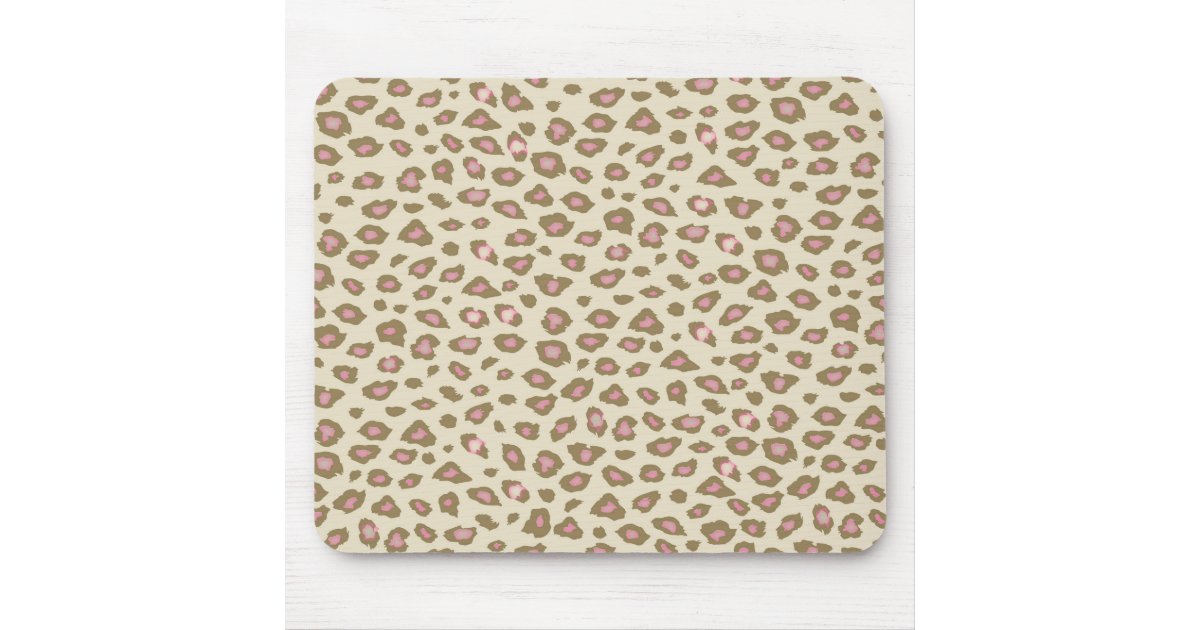 Cream Pink Leopard Print Mouse Pad | Zazzle