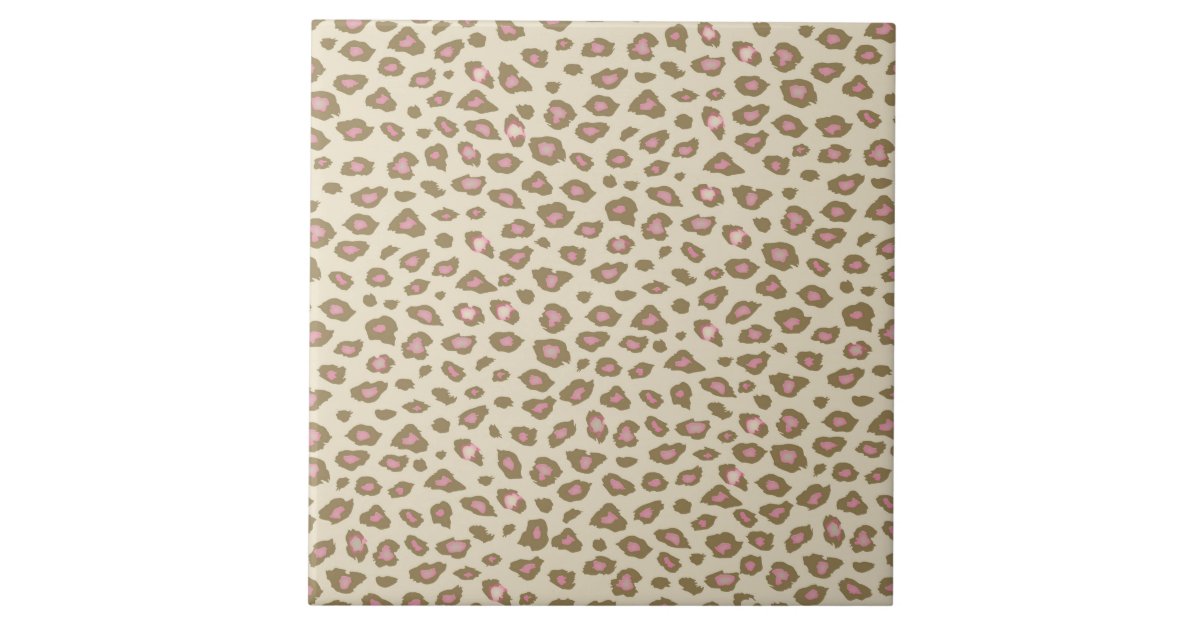 Cream Pink Leopard Print Tile | Zazzle