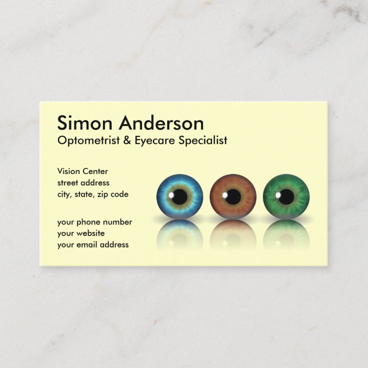 Cream Professional Eyeballs Optometry Business Card | Zazzle