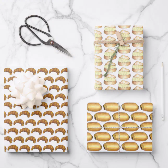 Cream Puff Croissant Pain au Chocolat Pastries Wrapping Paper Sheets ...