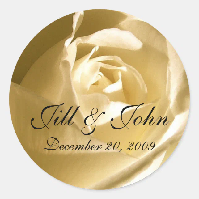 Cream Rose Names Wedding Favor Sticker | Zazzle