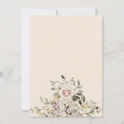 Cream Sheep Lamb Botanical Ribbon Baby Shower Invitation | Zazzle