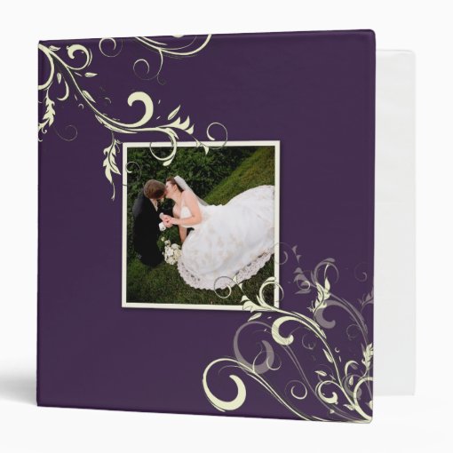 Cream Swirls, Plum Wedding Binder Photo | Zazzle