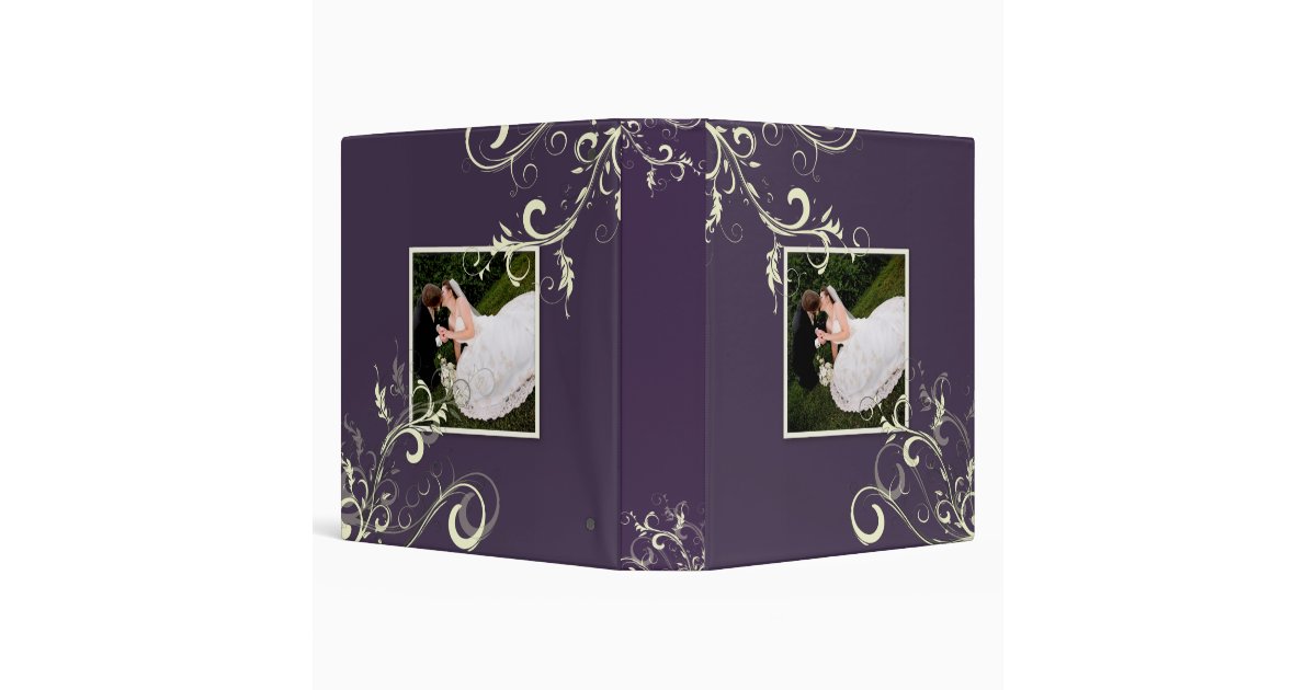 Cream Swirls, Plum Wedding Binder Photo | Zazzle