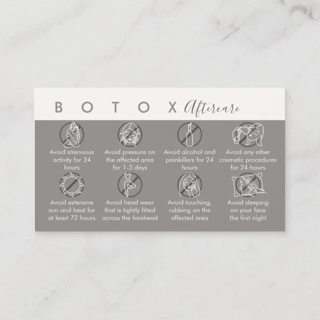 Cream Tan Botox Aftercare Instructions Business Card | Zazzle
