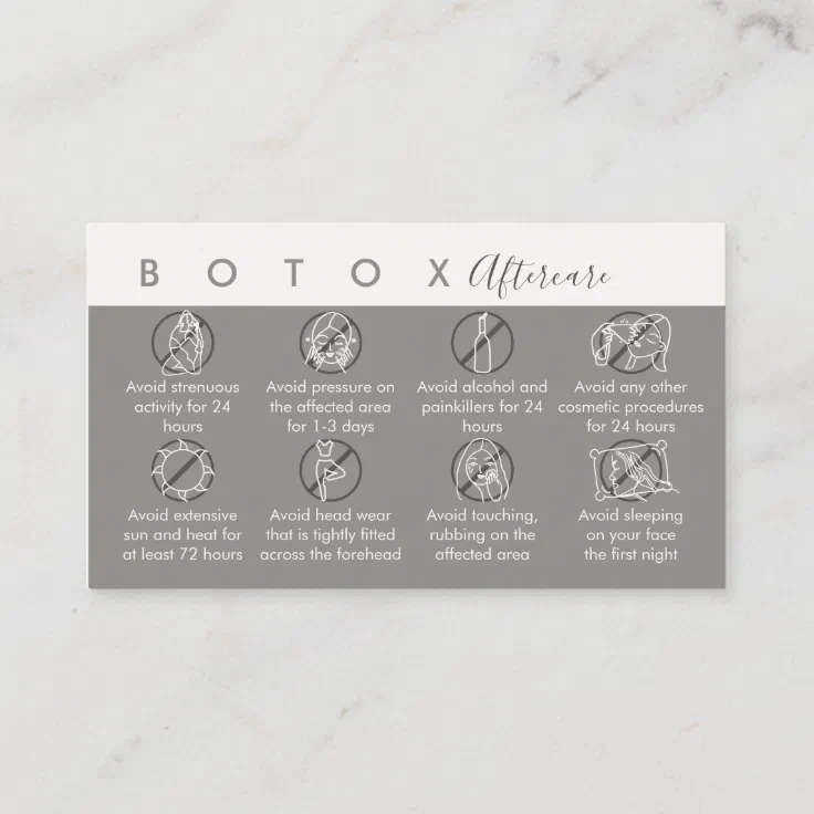 Cream Tan Botox Aftercare Instructions Business Card | Zazzle
