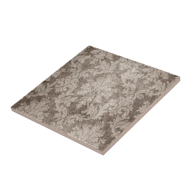 Cream, Tan Damask Tile | Zazzle
