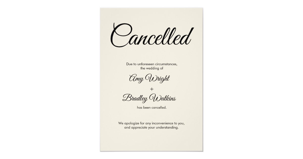 Cream Wedding Cancelled Announcement Card | Zazzle.com