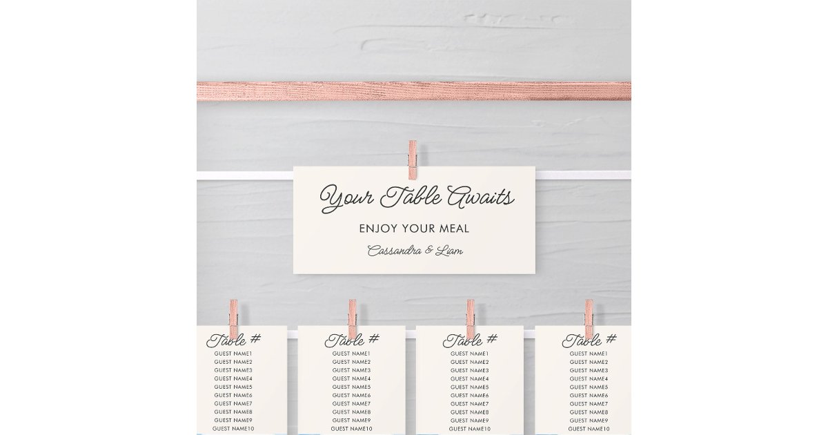 Cream Wedding Hanging Seating Chart Header Card | Zazzle
