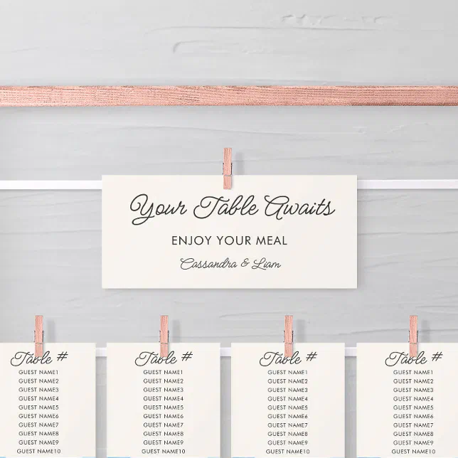 Cream Wedding Hanging Seating Chart Header Card | Zazzle
