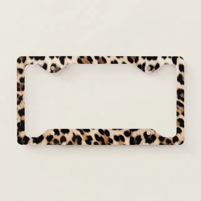 Creamy Brown Black Leopard License Plate Frame | Zazzle