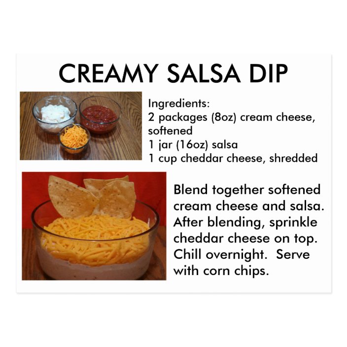 Creamy Salsa Dip Recipe Card | Zazzle.com