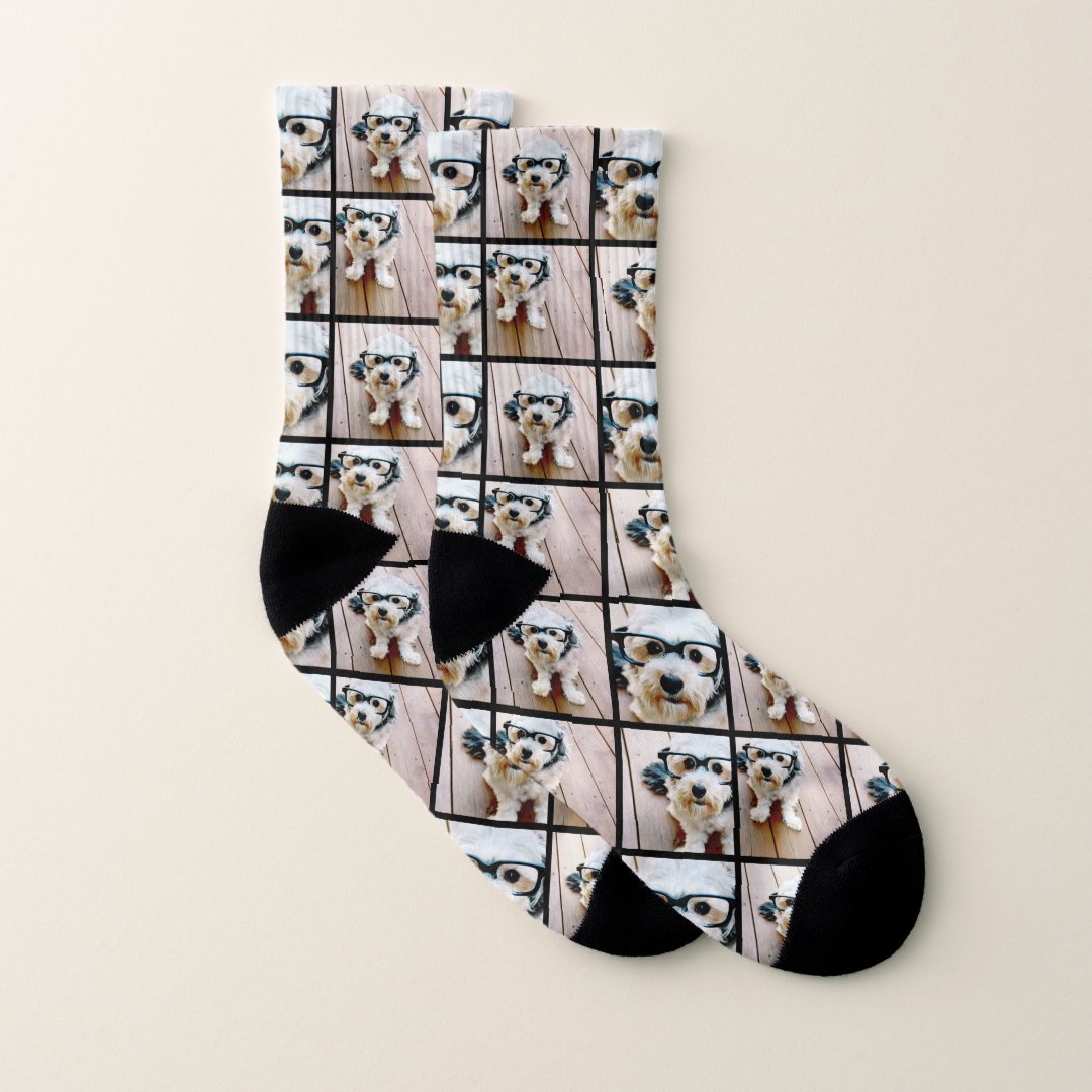 Create a Custom Photo Collage with 4 Photos Socks | Zazzle