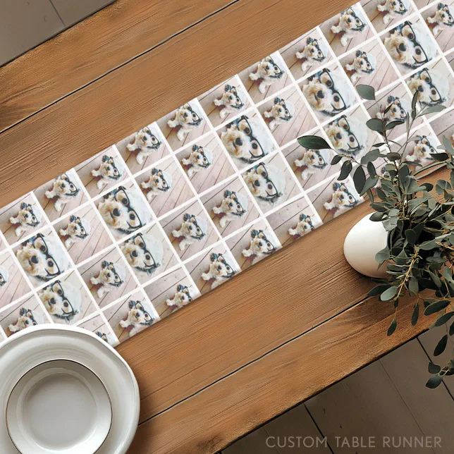 Create a Custom Photo Collage with 6 Photos Short Table Runner | Zazzle