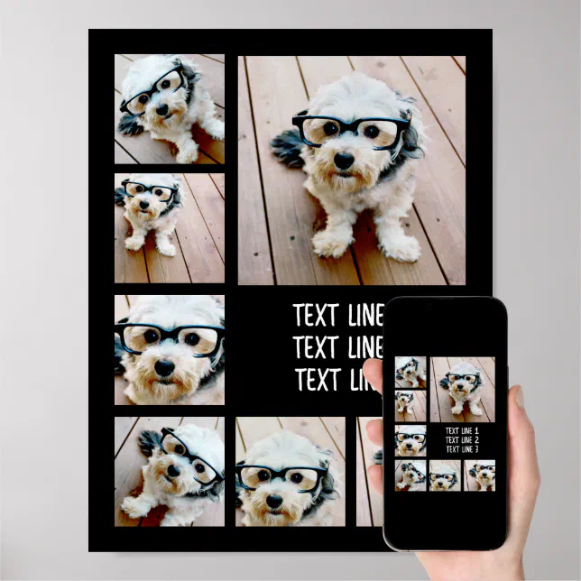 Create a Custom Photo Collage with 7 Photos - Text Poster | Zazzle