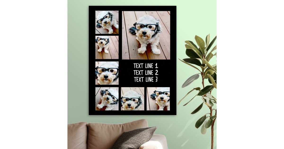 Create a Custom Photo Collage with 7 Photos - Text Poster | Zazzle