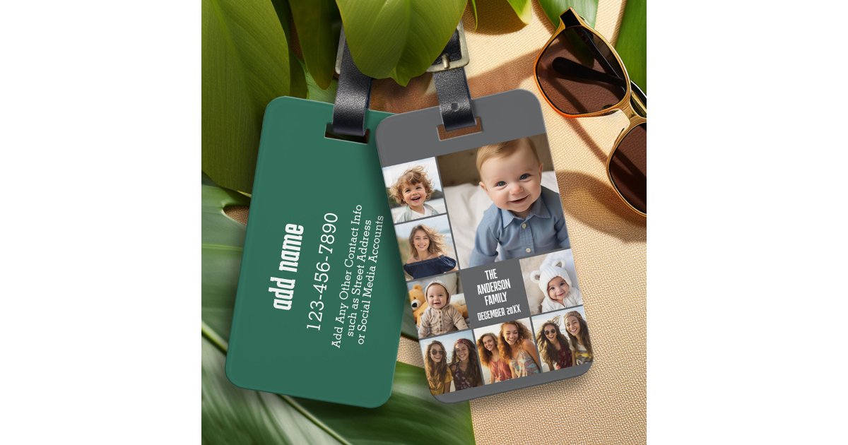 Create a Custom Photo Collage with 8 Photos Luggage Tag | Zazzle