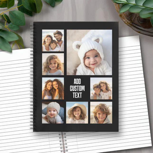 Create a Custom Photo Collage with 8 Photos Notebook | Zazzle