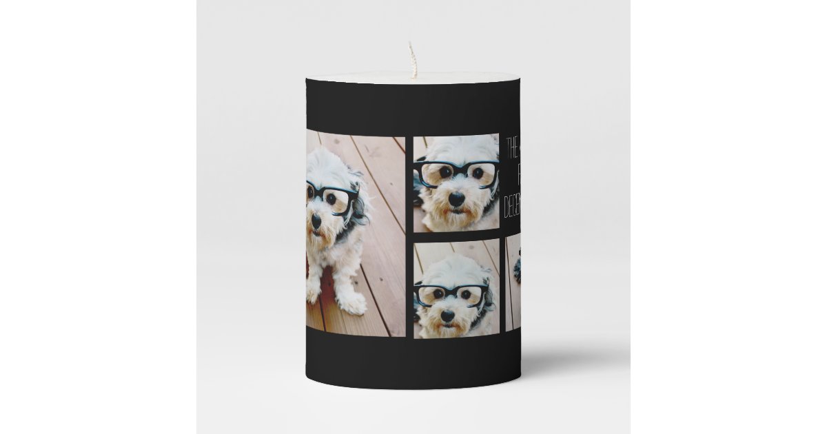 Create a Custom Photo Collage with 8 Photos Pillar Candle | Zazzle