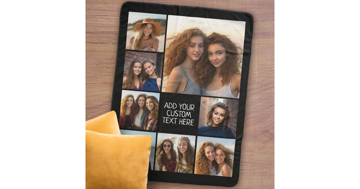 Create a Custom Photo Collage with 8 Photos Sherpa Blanket | Zazzle