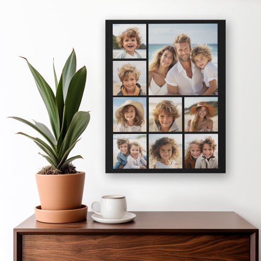 Create a Custom Photo Collage with 9 Photos Faux Canvas Print | Zazzle