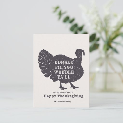 Create A Custom Slogan Turkey Thanksgiving Postcard | Zazzle
