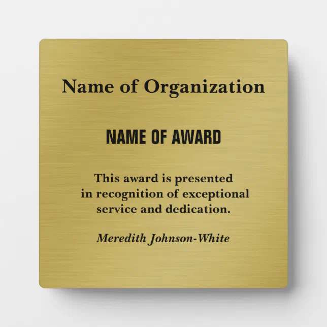 Create a Custom Volunteer Recognition Award (Gold) Plaque | Zazzle