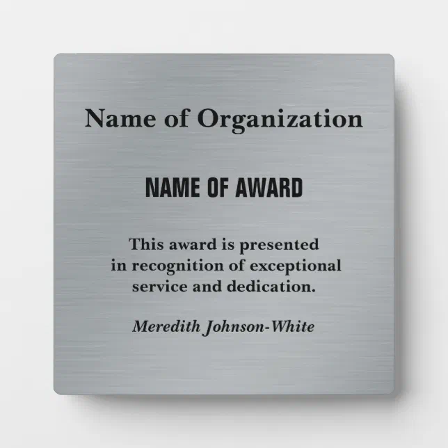 Create a Custom Volunteer Service Award (Silver) Plaque | Zazzle