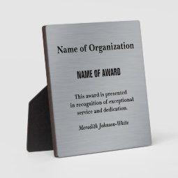 Create a Custom Volunteer Service Award (Silver) Plaque | Zazzle