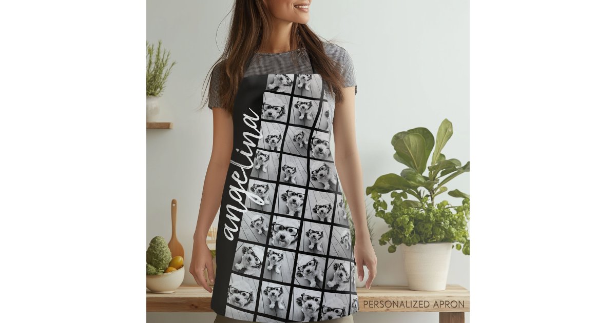 Create a Funky Photo Collage with 18 Photos Apron | Zazzle